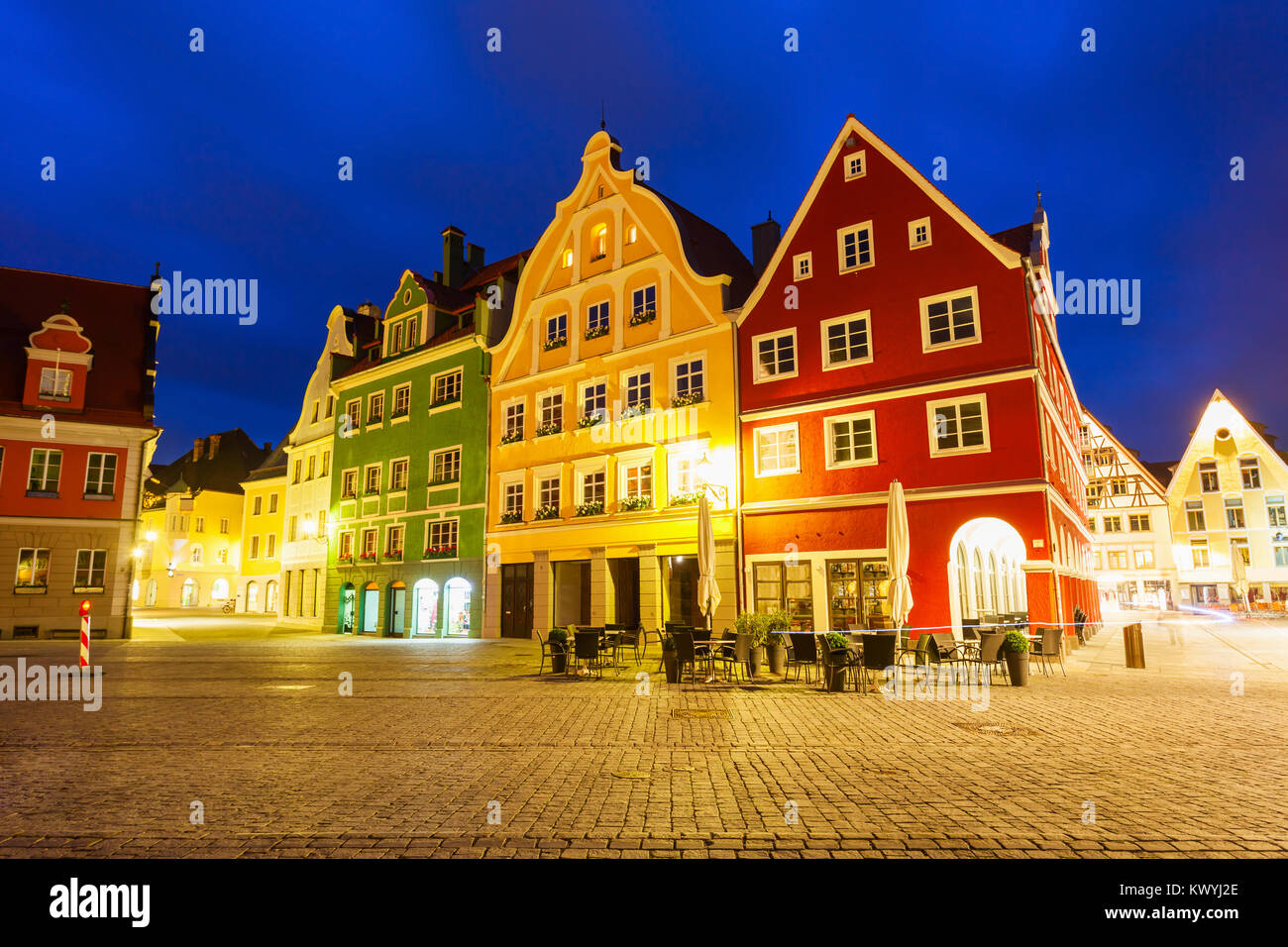 Beauty colorful houses in the Memmingen city centre. Memmingen is a old ...