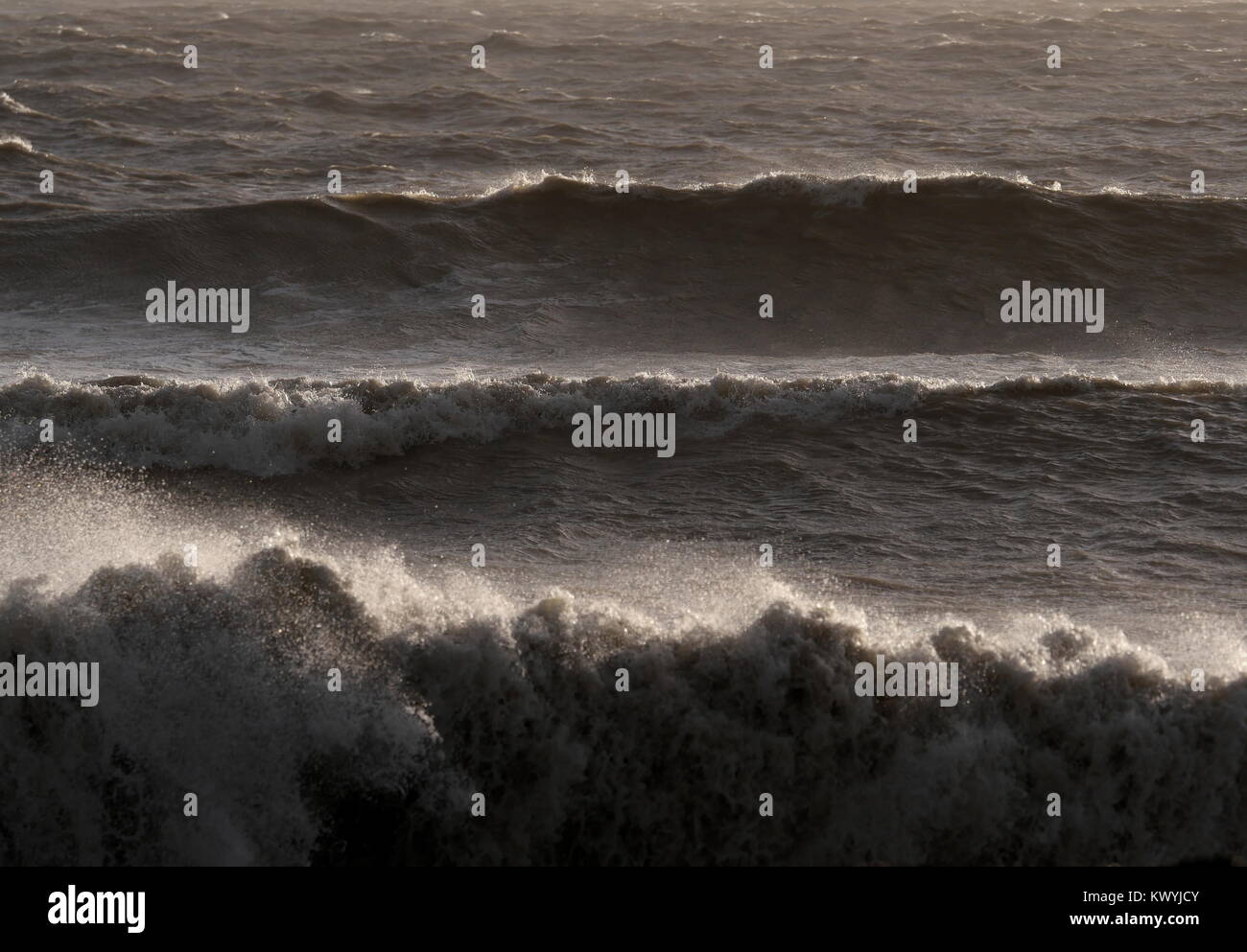 AJAXNETPHOTO. 2018. WORTHING, ENGLAND. - ROUGH SEA BATTERS COAST ...