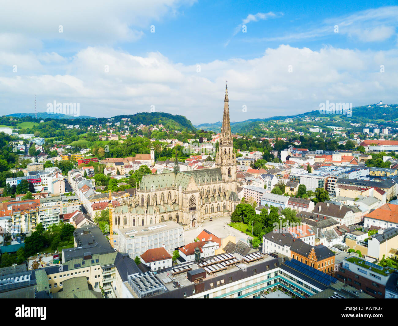 New Cathedral or Cathedral of the Immaculate Conception or St. Mary Church aerial panoramic view ...