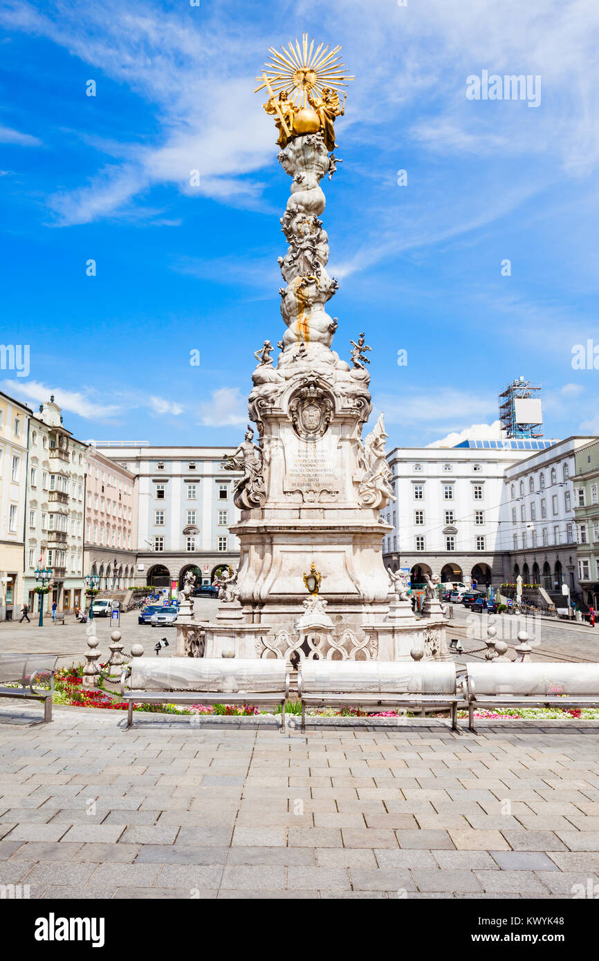 Holy Trinity column on the Hauptplatz or main square in the centre of ...