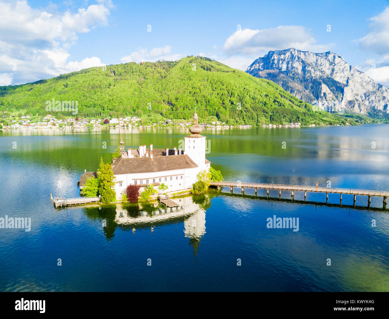 Gmunden Schloss Ort or Schloss Orth on the Traunsee lake aerial ...