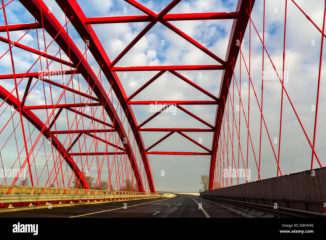 Metal frame structure of a bridge over a highway road Stock Photo - Alamy