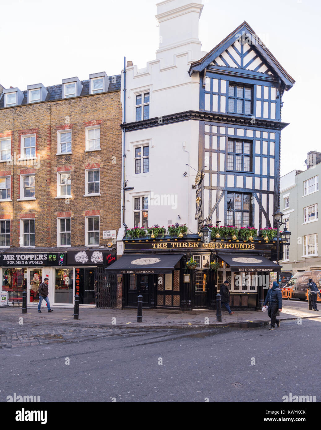 The Three Greyhounds traditional pub in Greek Street, Soho, London ...