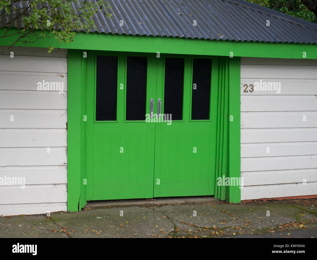 Double Green Doors Stock Photo - Alamy