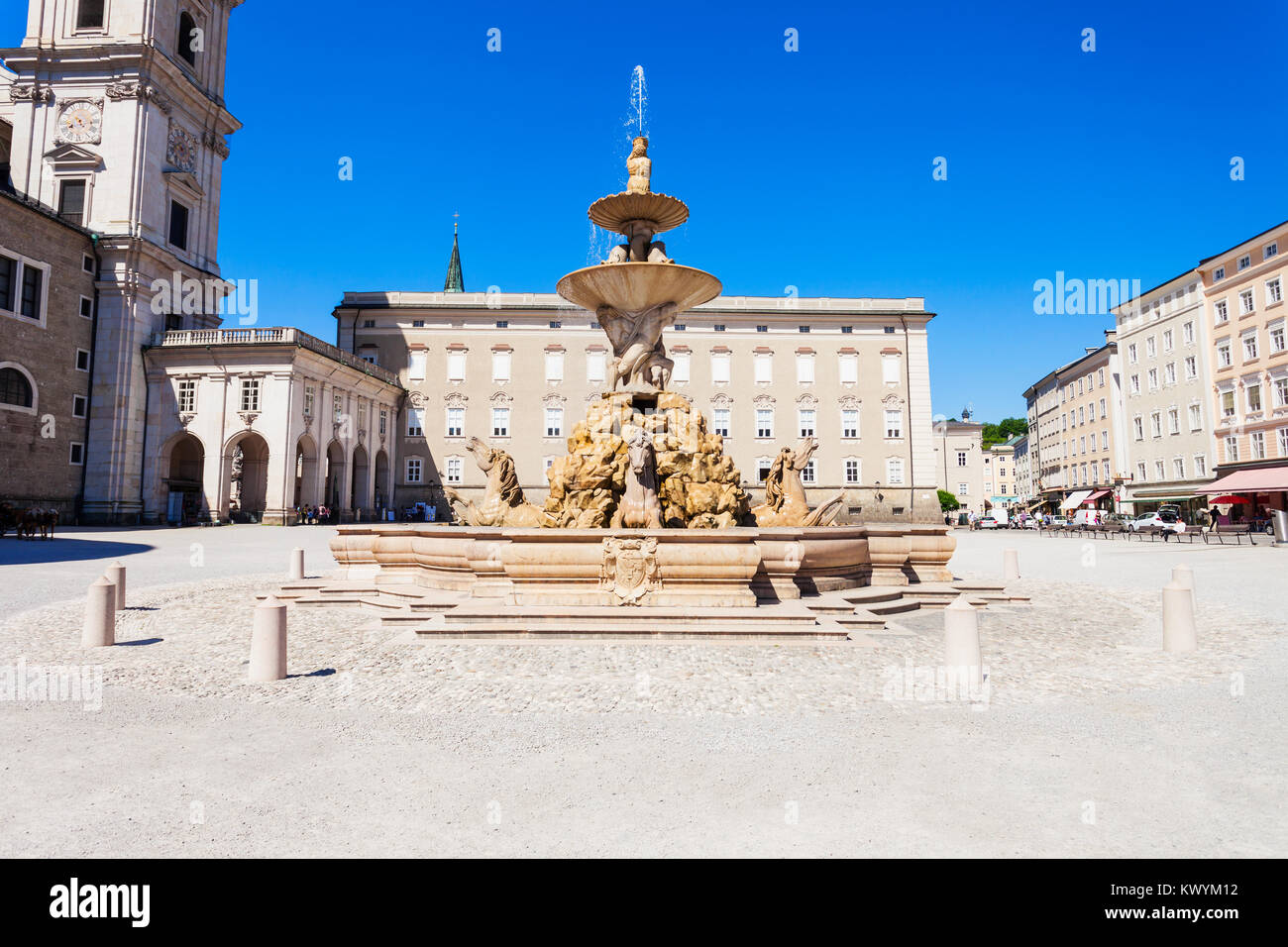 Residenzbrunnen fountain and Residenz Palace on Residenzplatz square in ...
