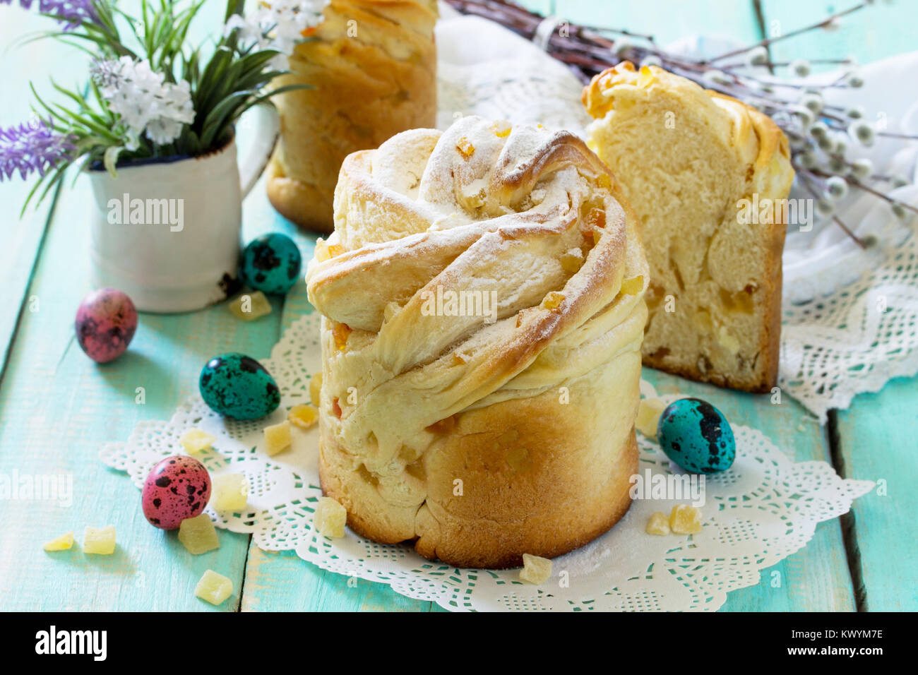 Kruffin sweet pastry - Easter recipe. Traditional food on the holiday ...
