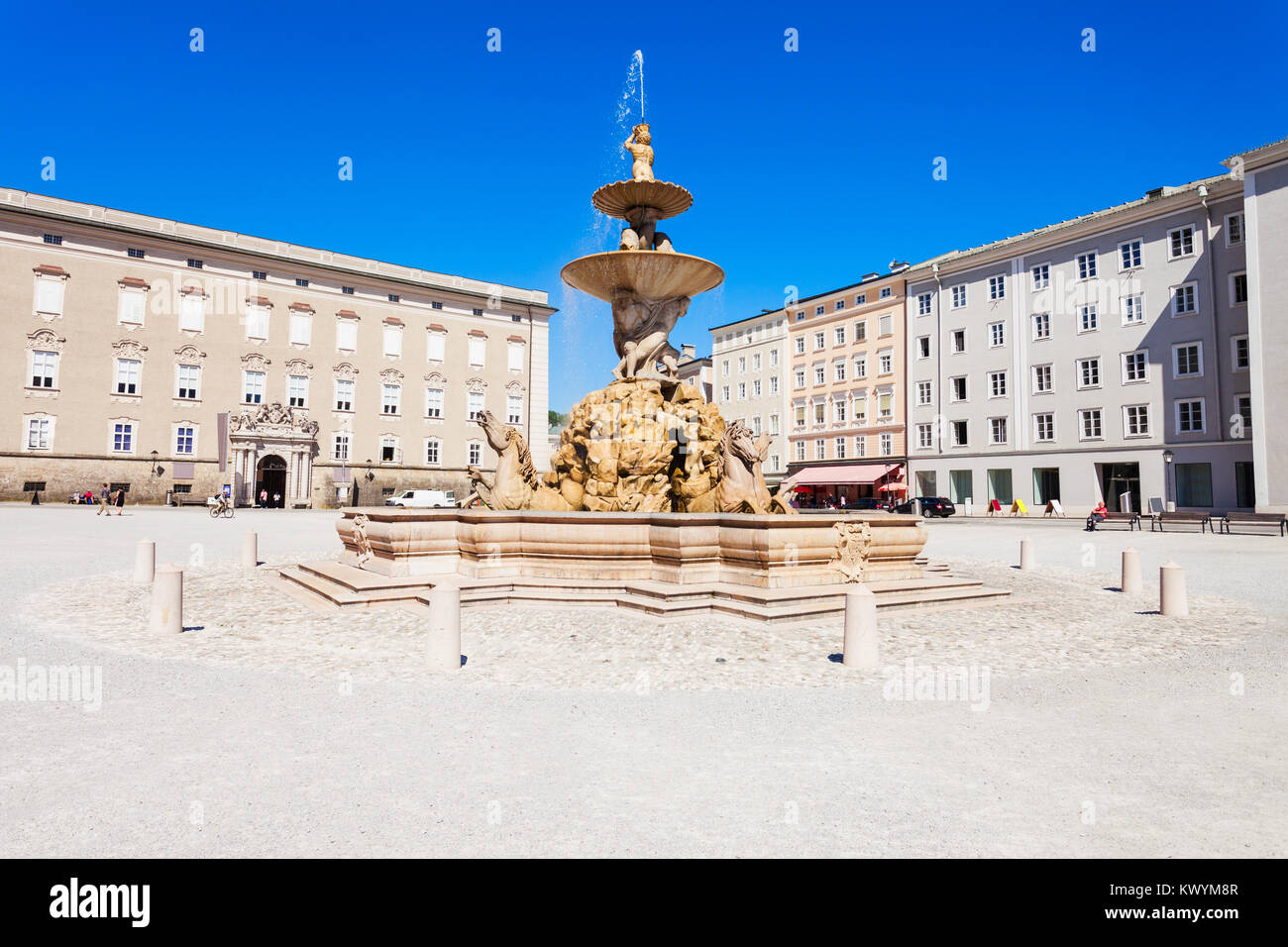 Residenzbrunnen fountain and Residenz Palace on Residenzplatz square in ...