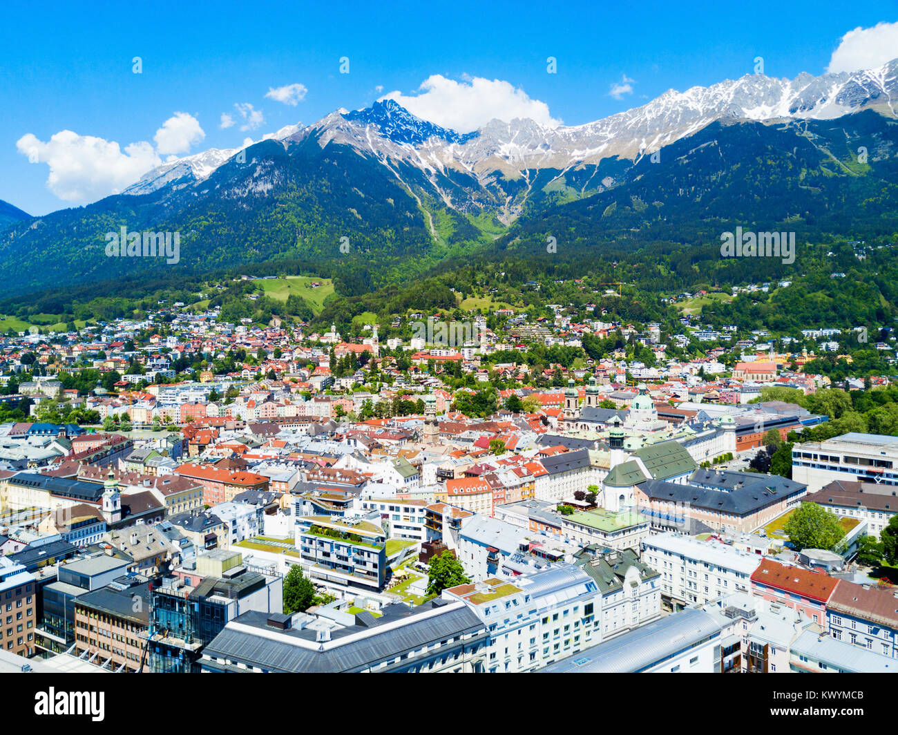 Innsbruck aerial panoramic view. Innsbruck is the capital city of Tyrol ...