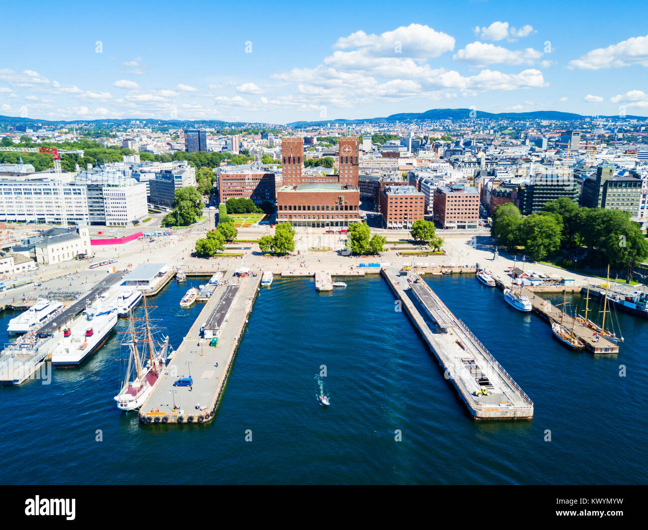 City Hall or Radhus in Oslo, Norway. Oslo City Hall is a municipal ...