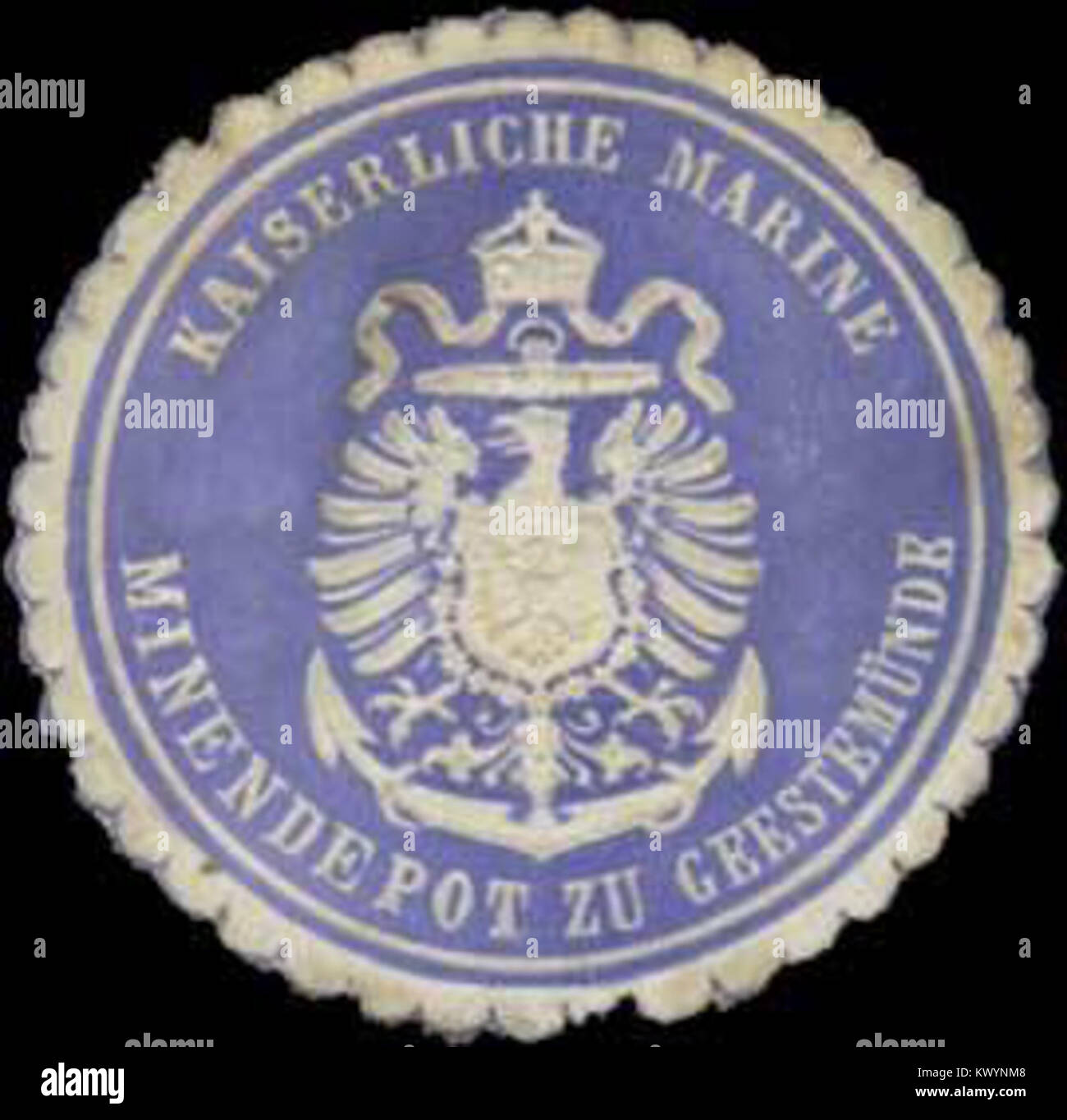 This seal represents the Marine Mine Depot at Geestemünde, Germany ...