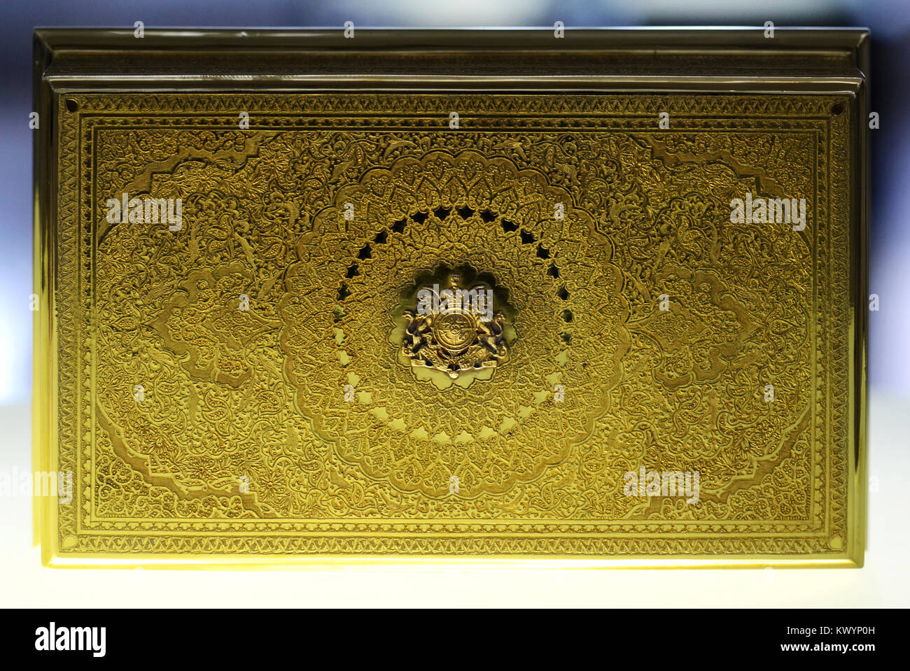 Antique exhibition golden box Stock Photo - Alamy