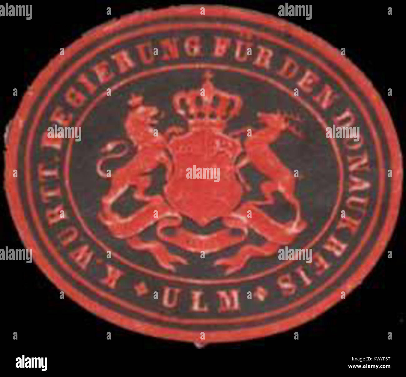 Seal of the Kingdom of Württemberg for the Donaukreis region, Ulm ...