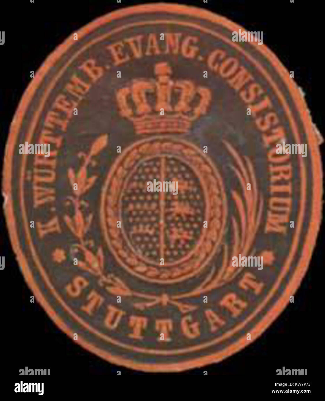 The seal of the Evangelical Consistory of Württemberg in Stuttgart, a ...