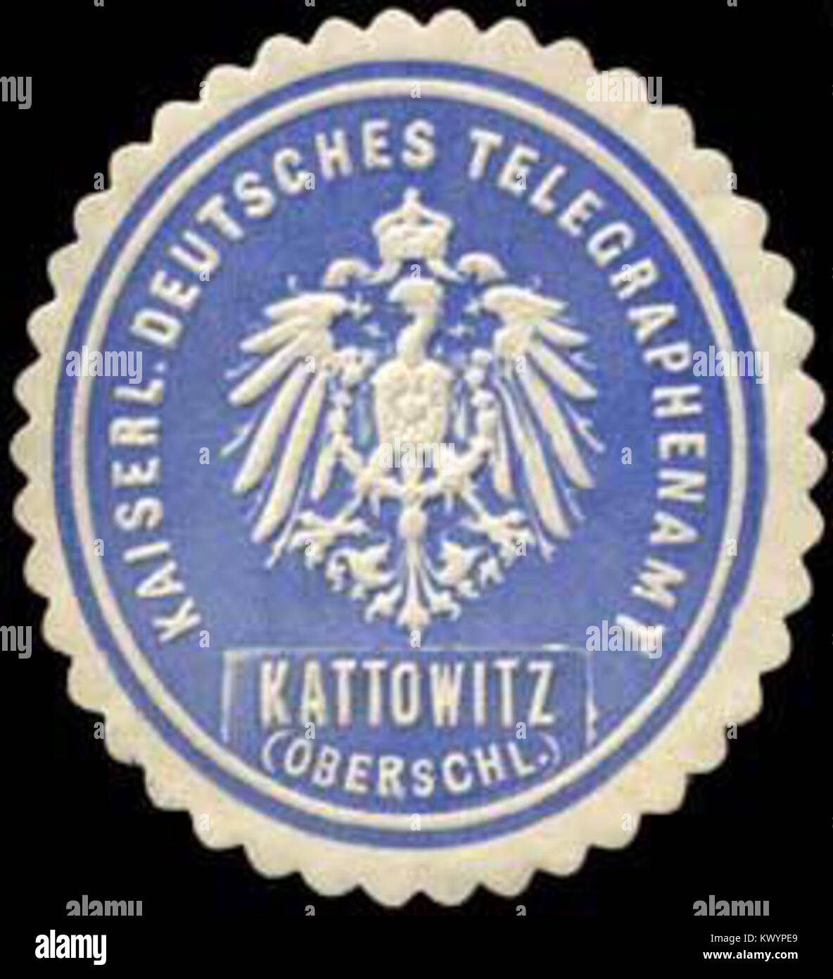 The seal from the Imperial German Telegraph Office in Kattowitz (Upper ...