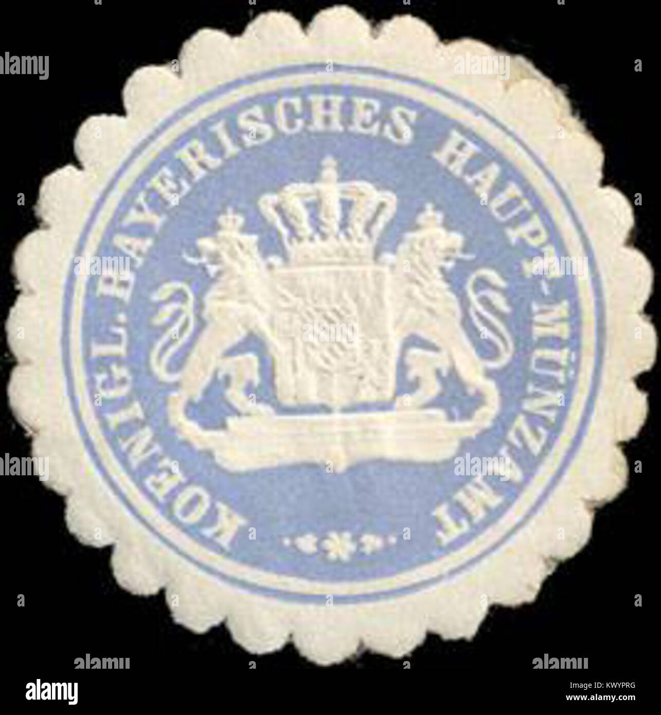 Sealing stamp from the Royal Bavarian Main Mint, used to authenticate ...