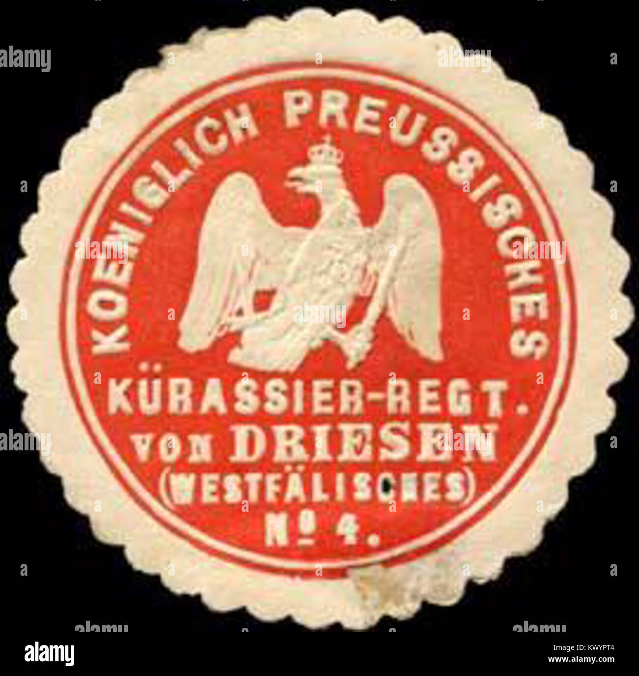 This is a seal mark from the Royal Prussian Cuirassier Regiment No. 4 ...