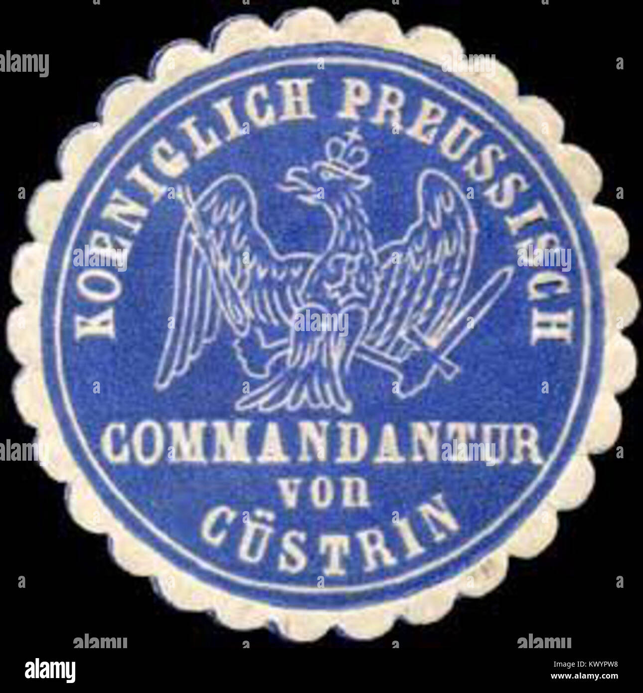 A paper sealing stamp from the Royal Prussian Commandant of Cüstrin ...