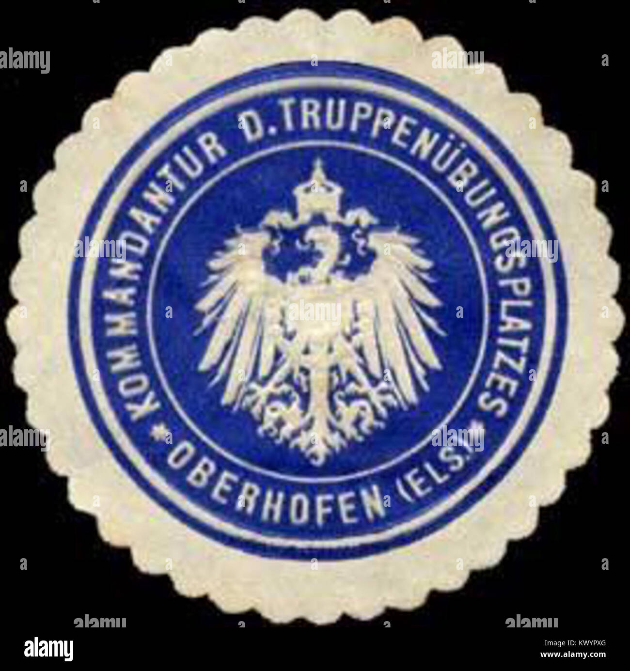 A military seal from the command office of the troop training ground at ...