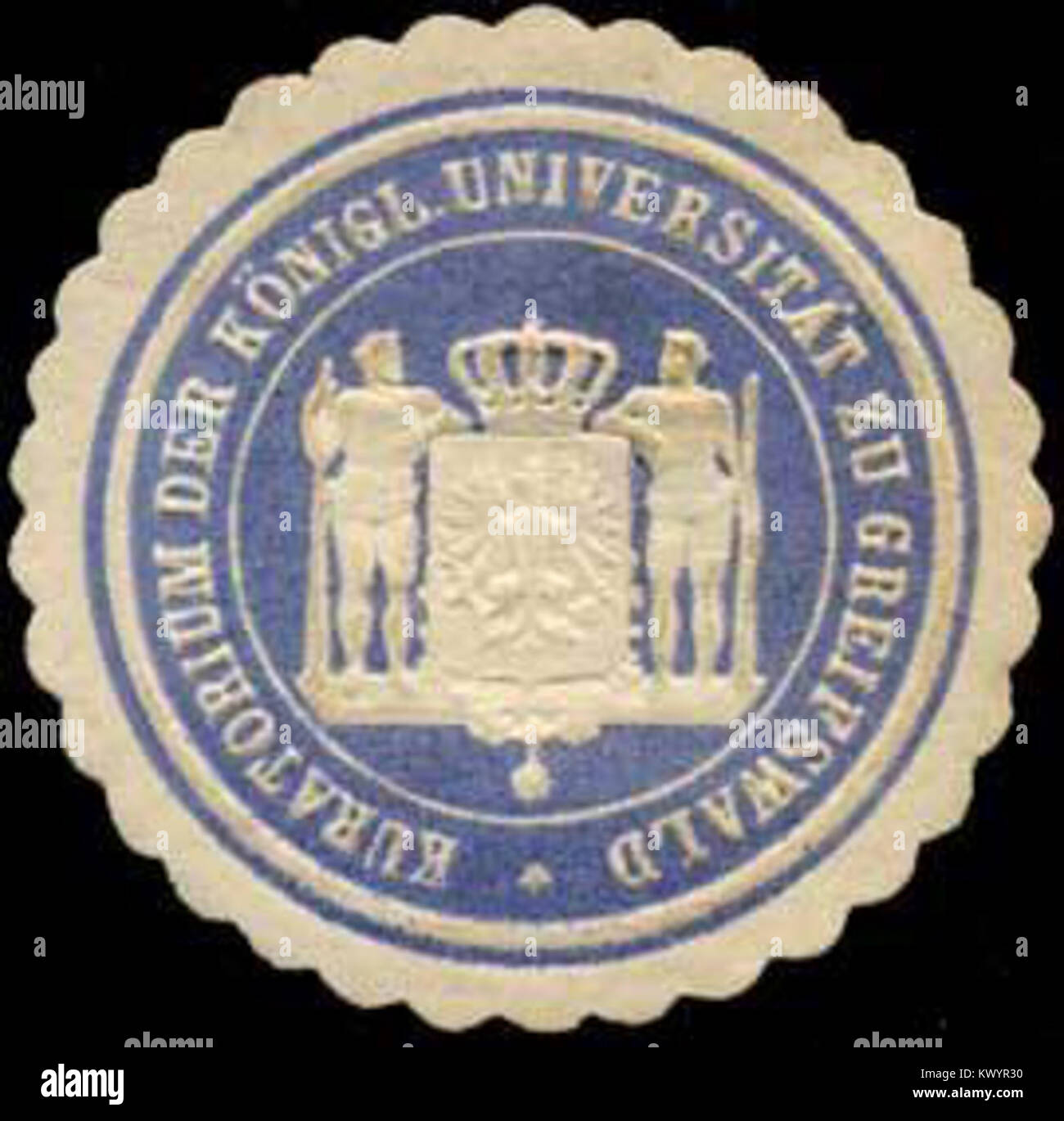 Seal of the Royal University of Greifswald, Germany, representing ...