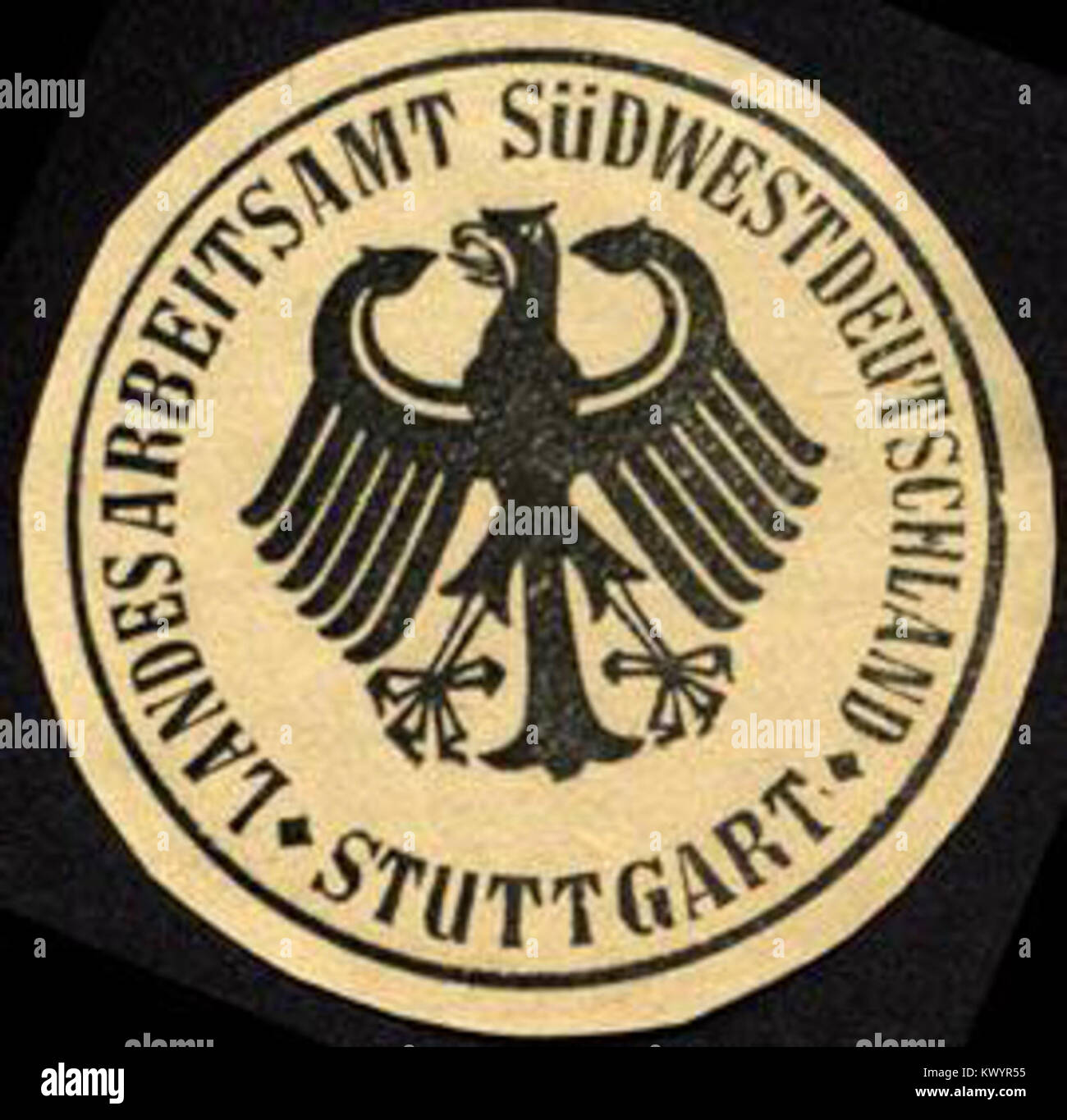 A paper sealing stamp from the State Employment Office South-West ...