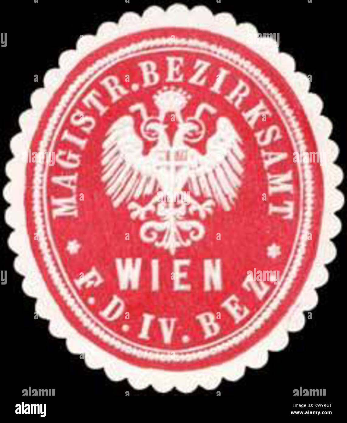 This postal stamp of the Magistrats-Bezirksamt IV in Vienna was issued ...