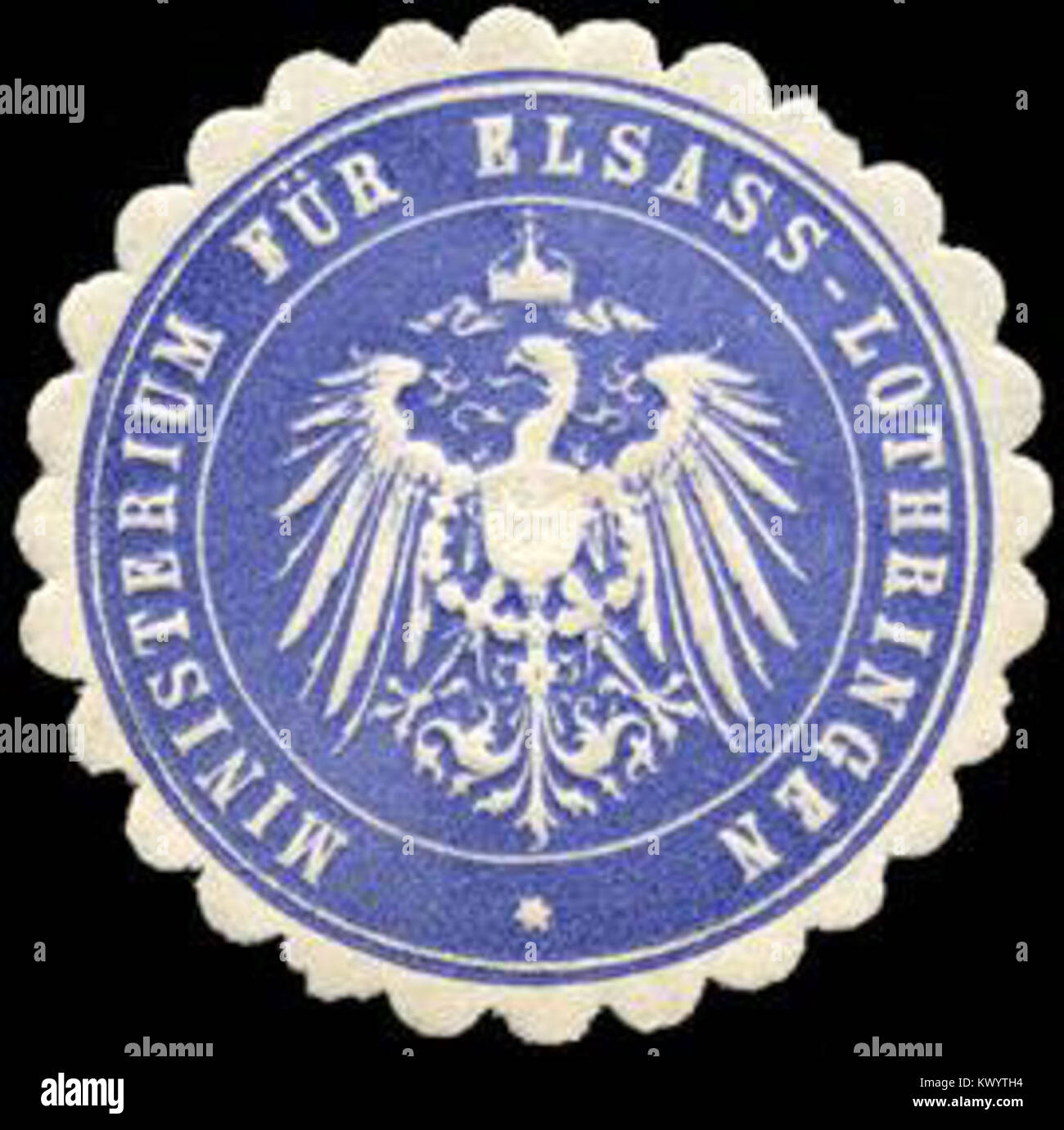 The seal represents the Ministry for Alsace-Lorraine, a region in ...