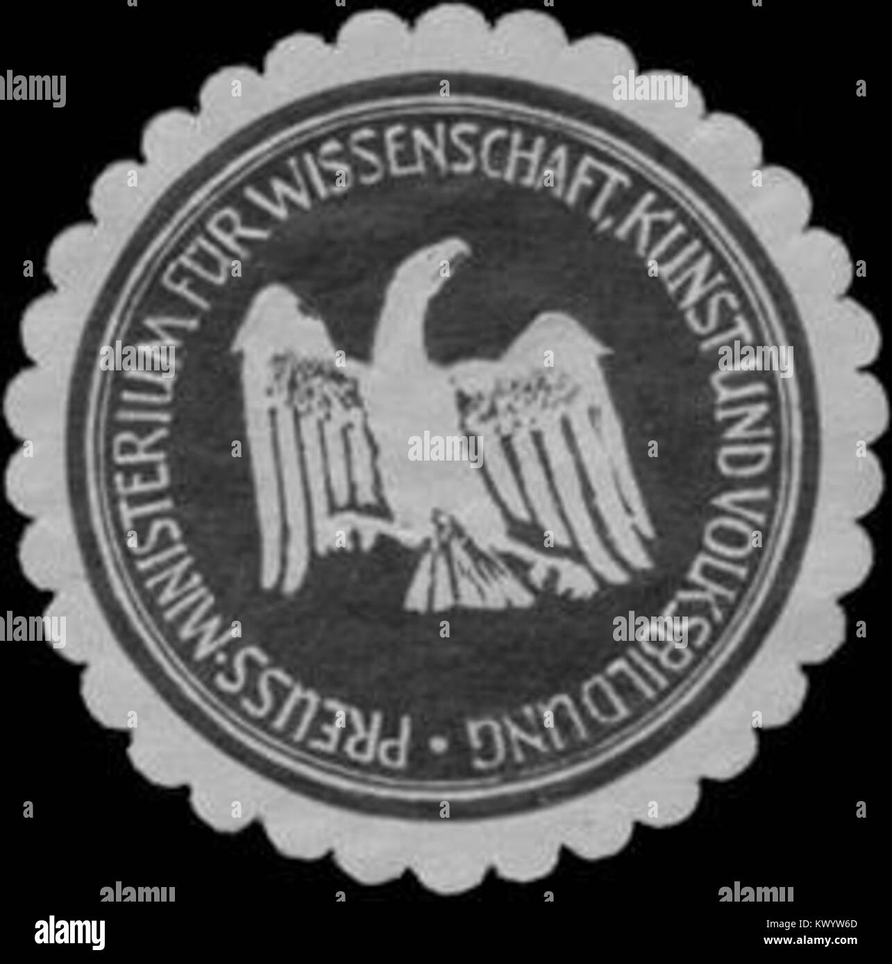 The image shows a seal of the Prussian Ministry for Science, Art, and ...