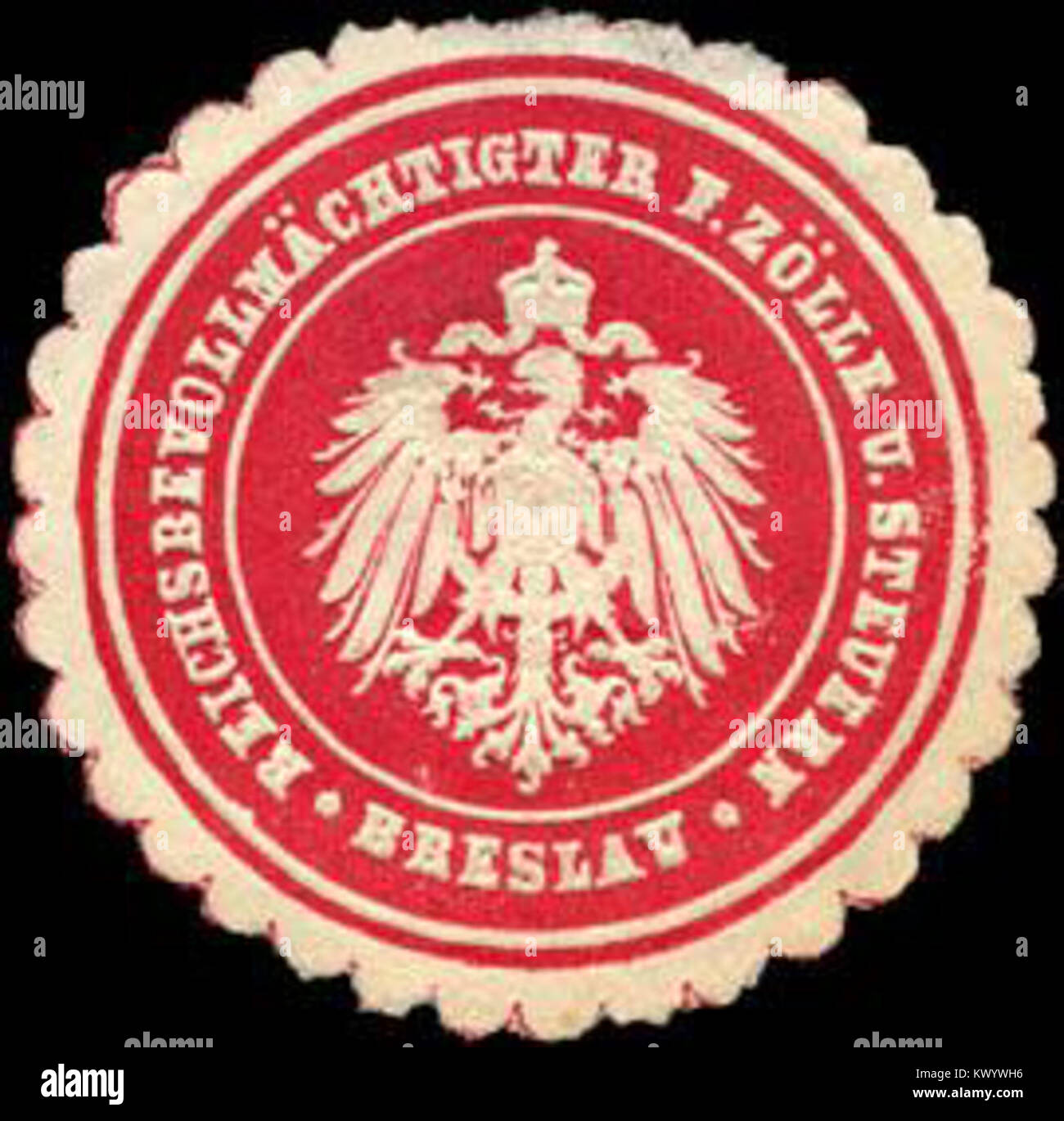 A customs seal from Breslau (now Wrocław, Poland) issued by the ...