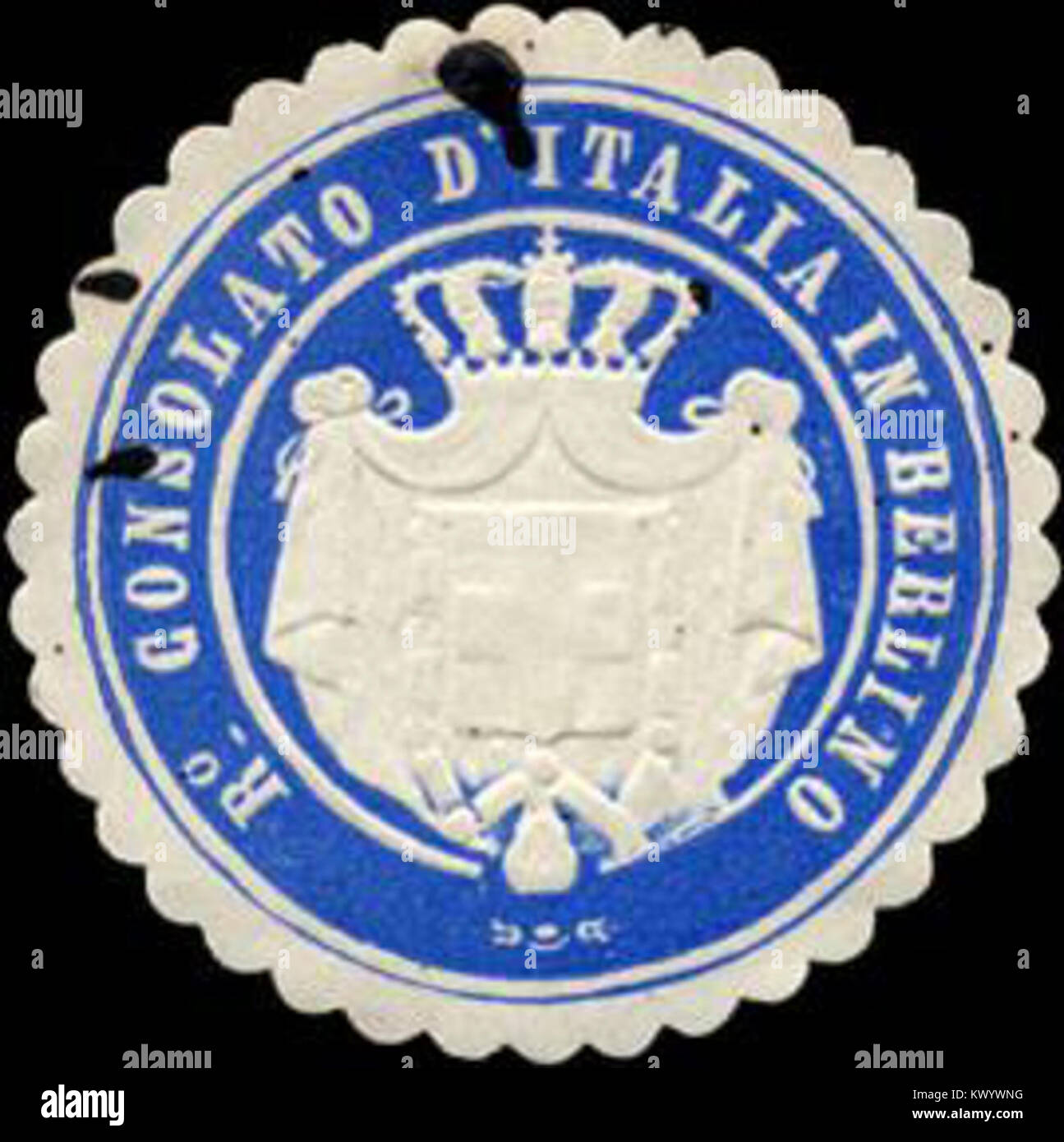 The seal represents the Italian Consulate in Berlin, Germany. It ...
