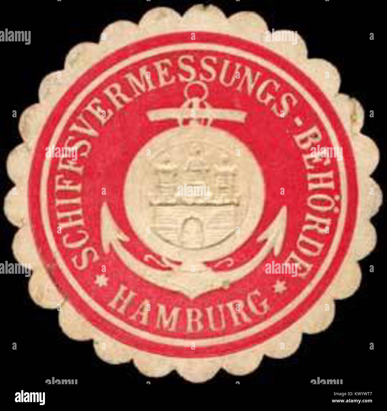 This seal mark from the Ship Surveying Authority in Hamburg represents ...