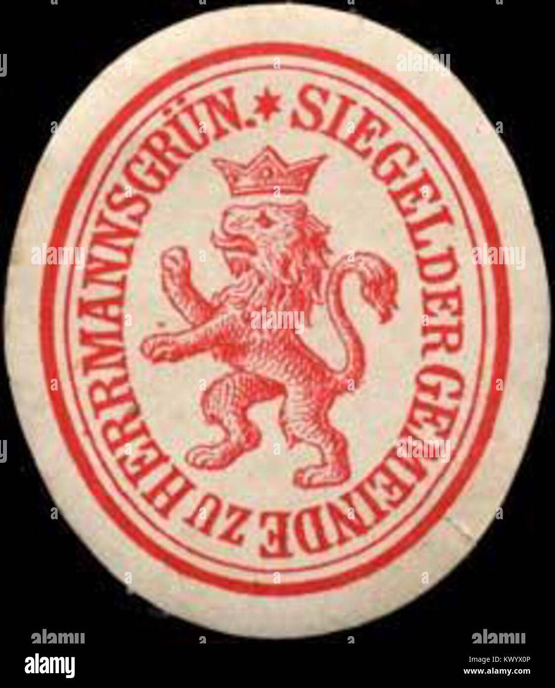 A seal of the Herrmannsgrün community, used to authenticate official ...