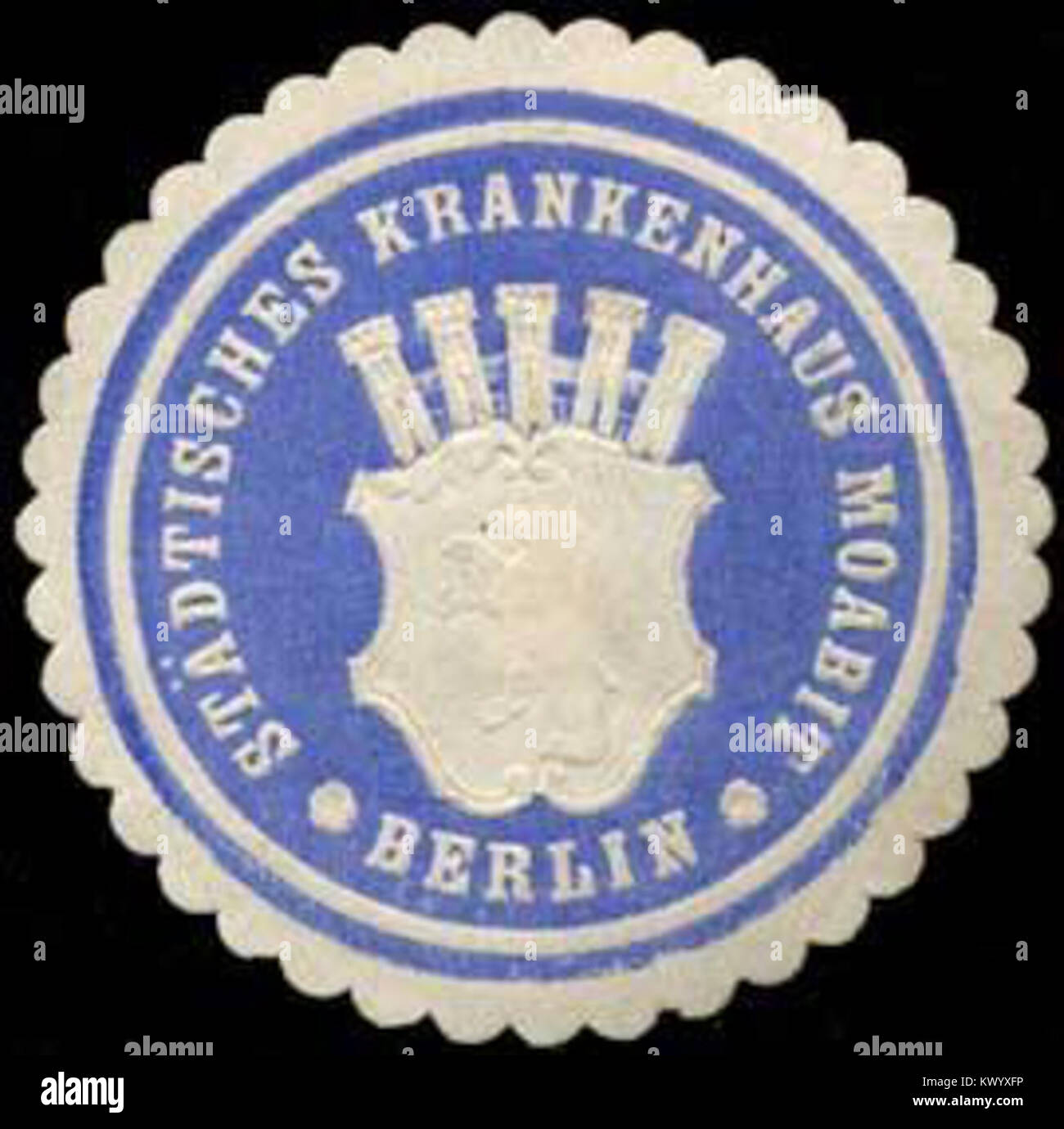 A paper sealing stamp of the municipal hospital Städtisches Krankenhaus ...