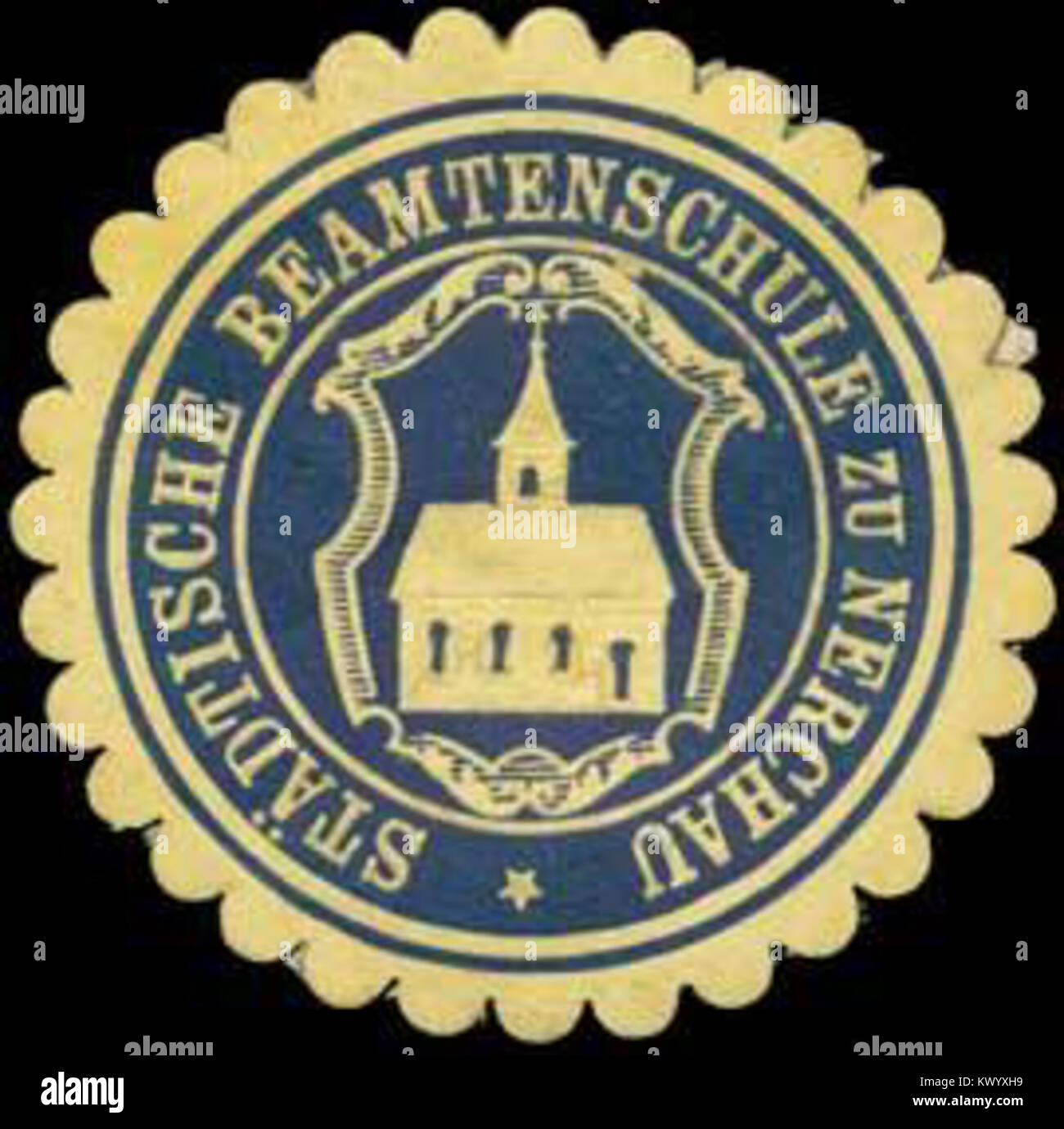 A stamp from the municipal civil service school in Nerchau, documenting ...