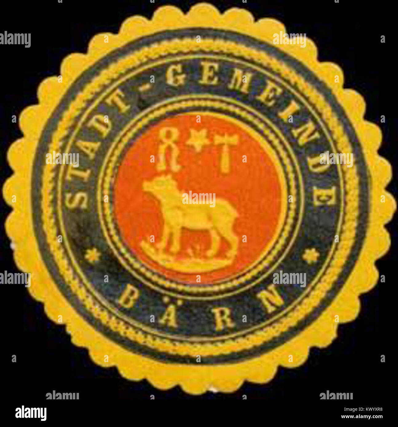 A stamp from the city of Bern, representing municipal authority and ...