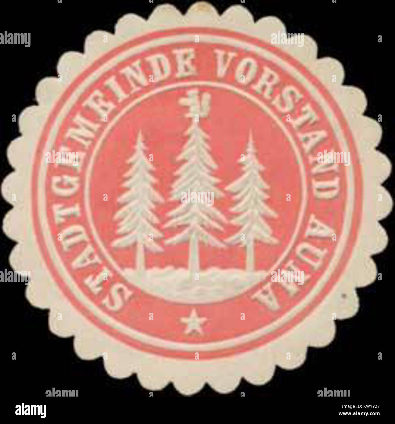 The seal of the Stadtgemeinde Vorstand Auma represents the municipal ...