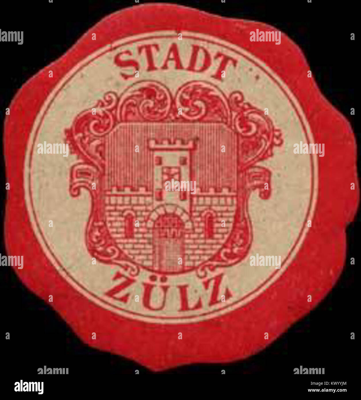 A seal mark from the town of Zlín, Czech Republic, representing the ...
