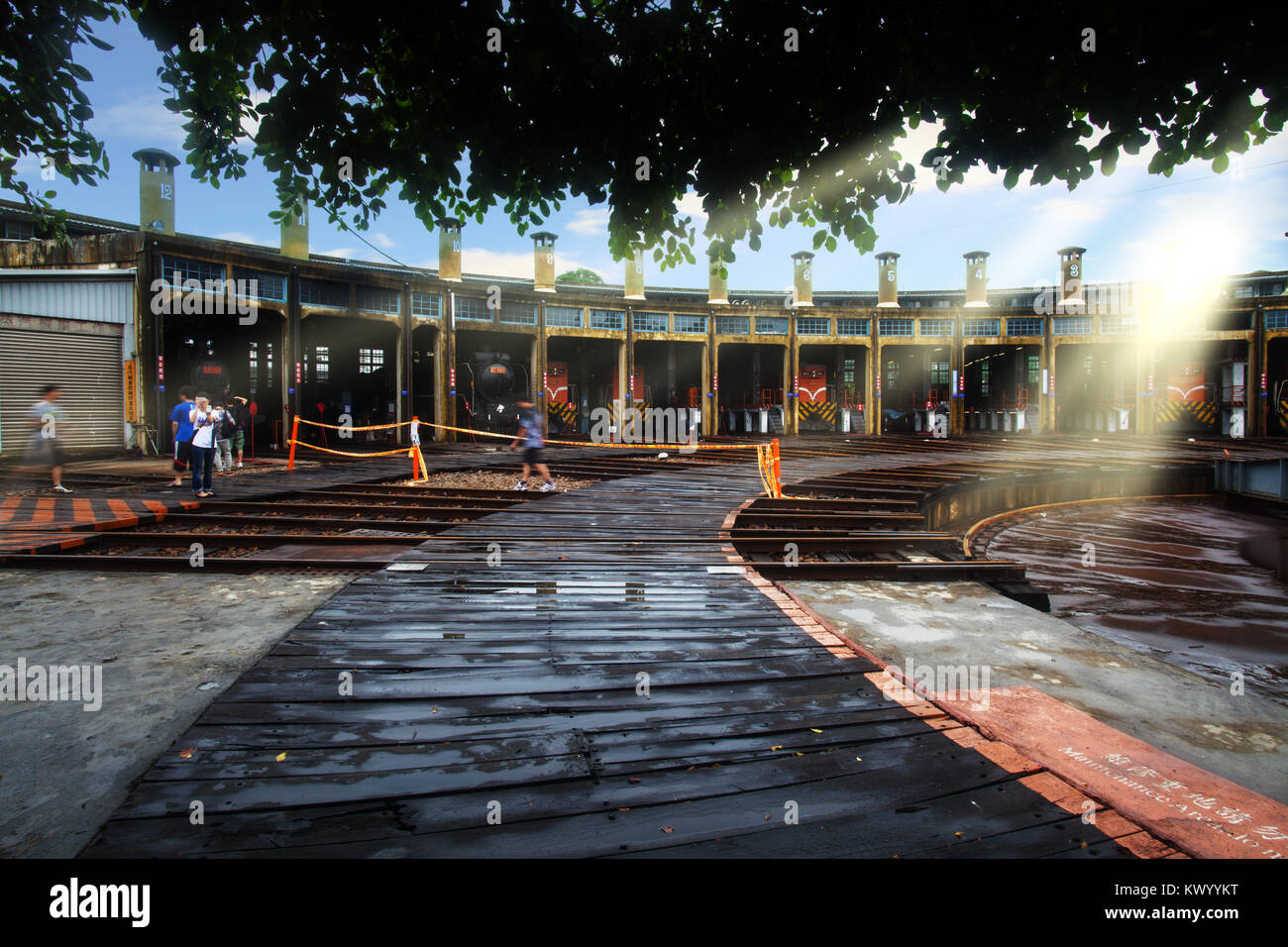The Changhua roundhouse railway in Taiwan, a fan shape garage Stock ...