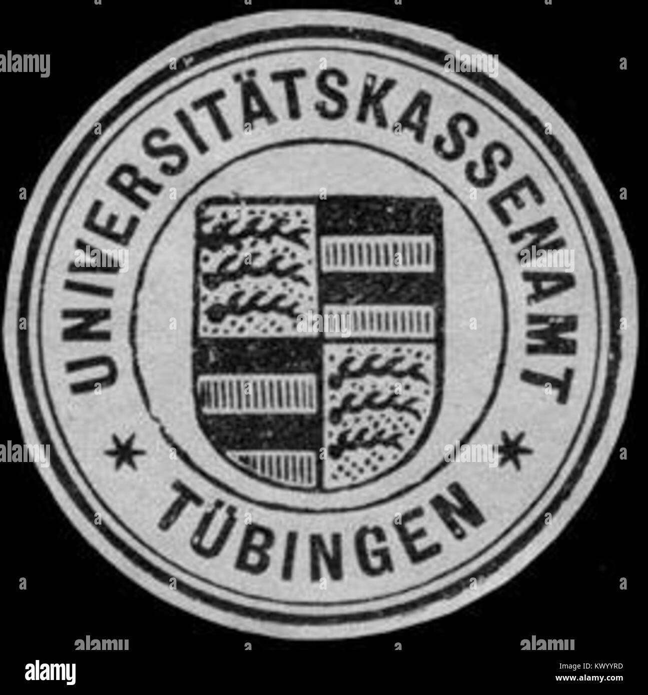 A seal of the University Treasury Office in Tübingen, Germany ...