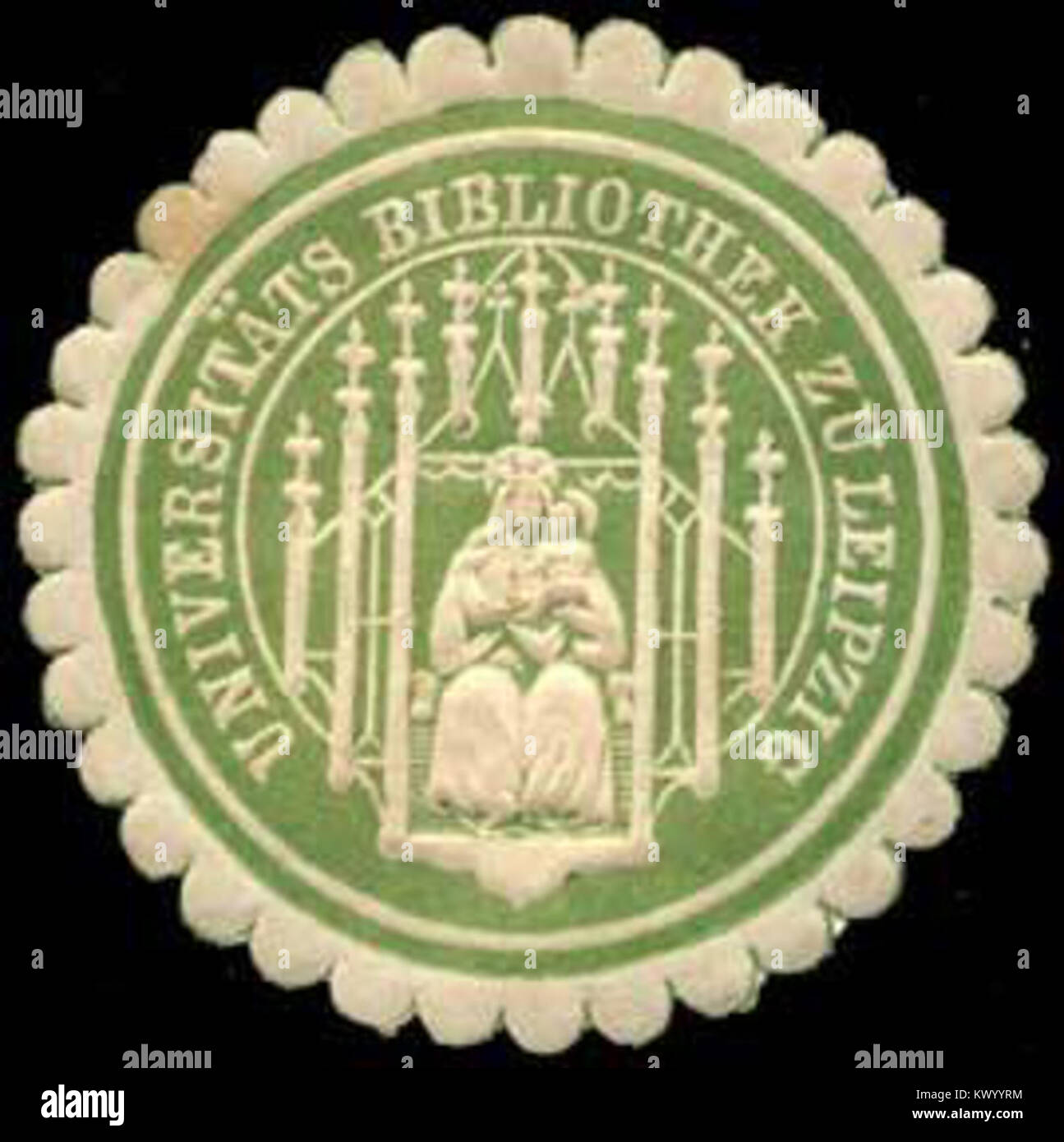 A historical image showing the university seal from the Leipzig ...