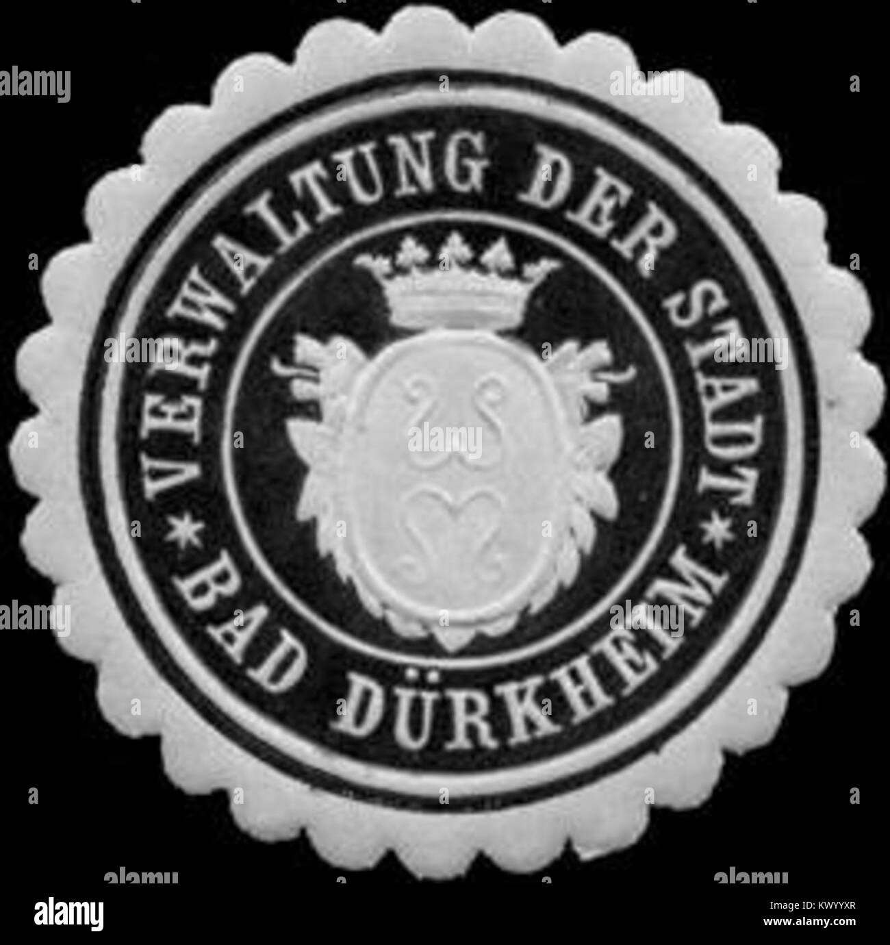 A paper seal from the city government of Bad Dürkheim, Germany. The ...