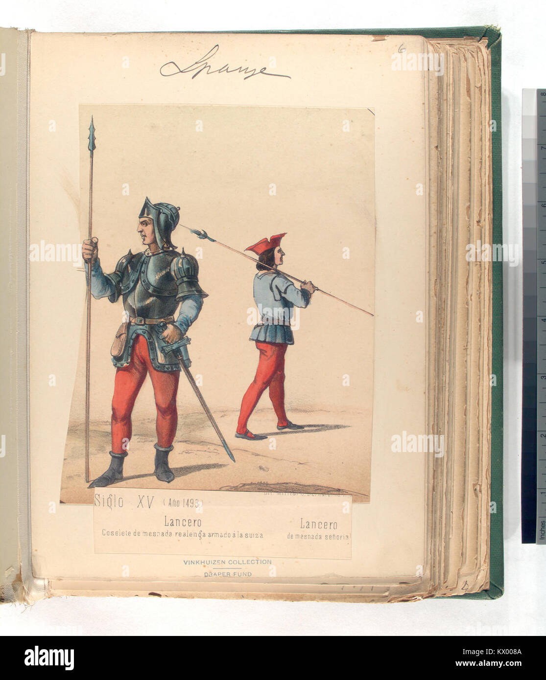 The image shows a 15th-century lancer from 1493, featuring a cuirass of ...