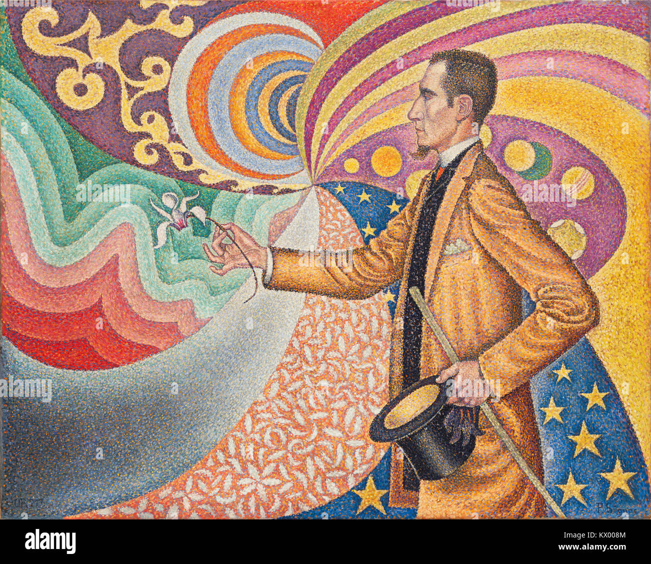 The image shows a portrait of Félix Fénéon painted by Paul Signac ...