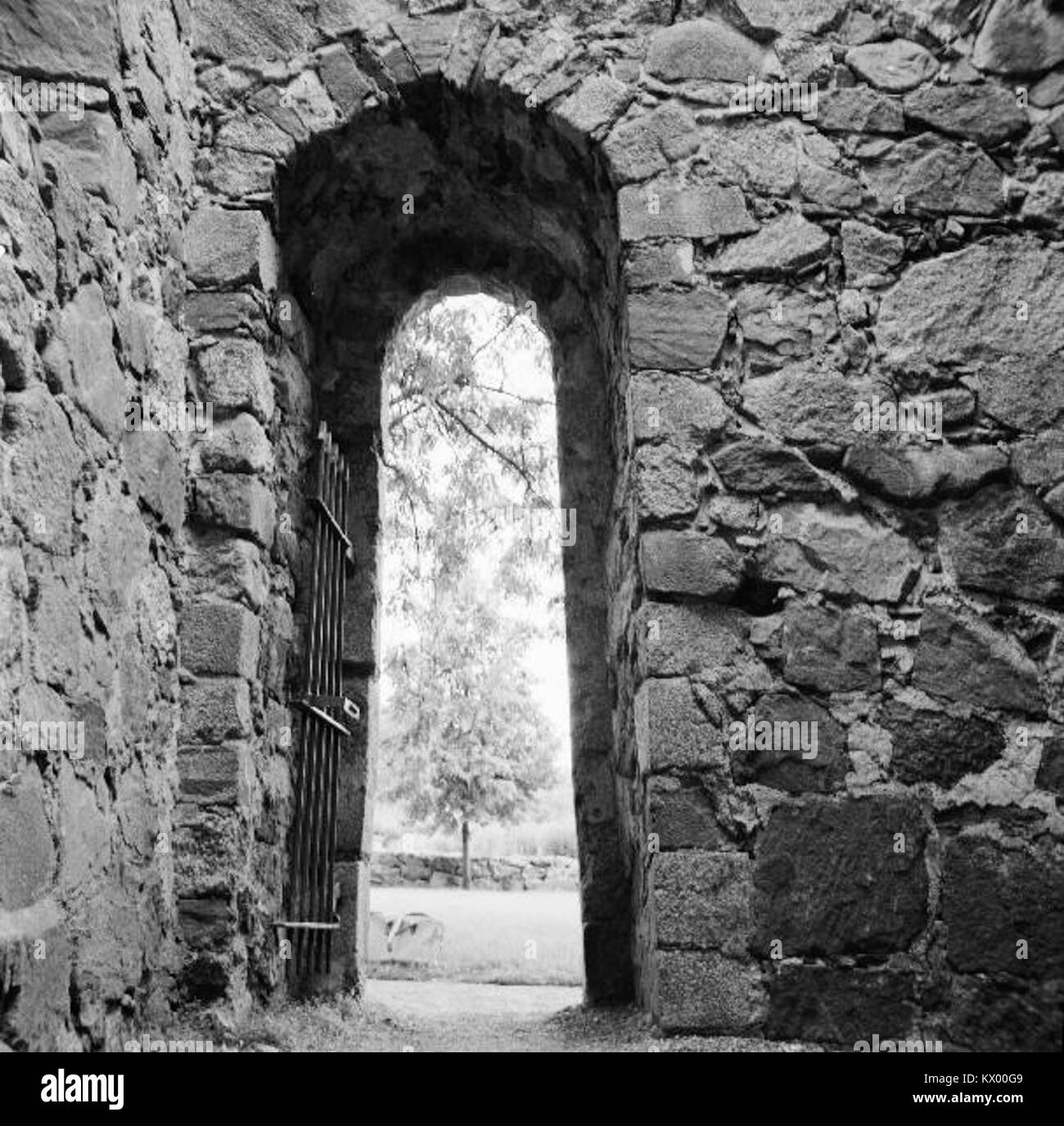 The ruins of Sankt Olof Church in Sigtuna, Sweden, are a medieval site ...