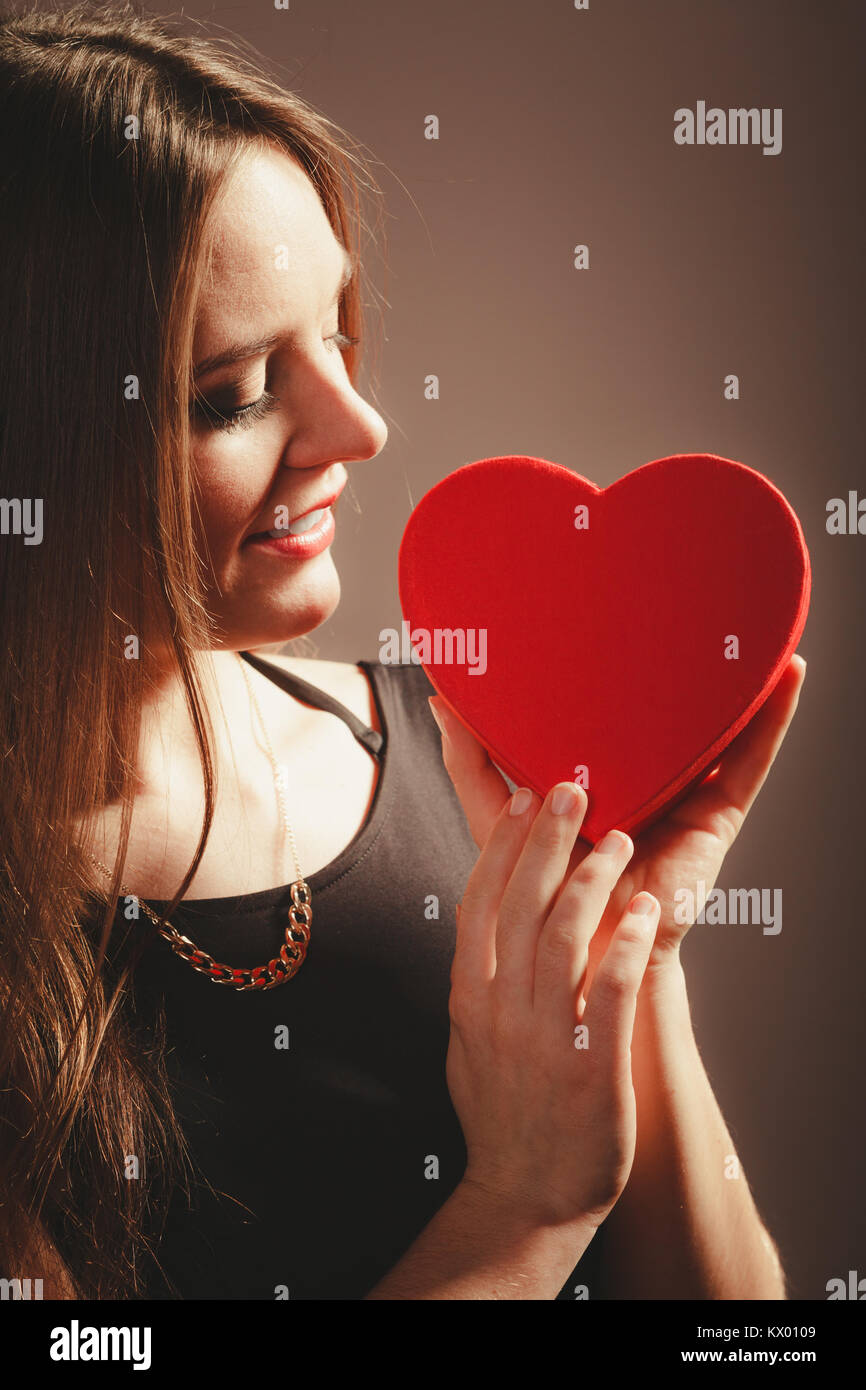 Love help and charity concept. Young beauty cute happy long haired ...