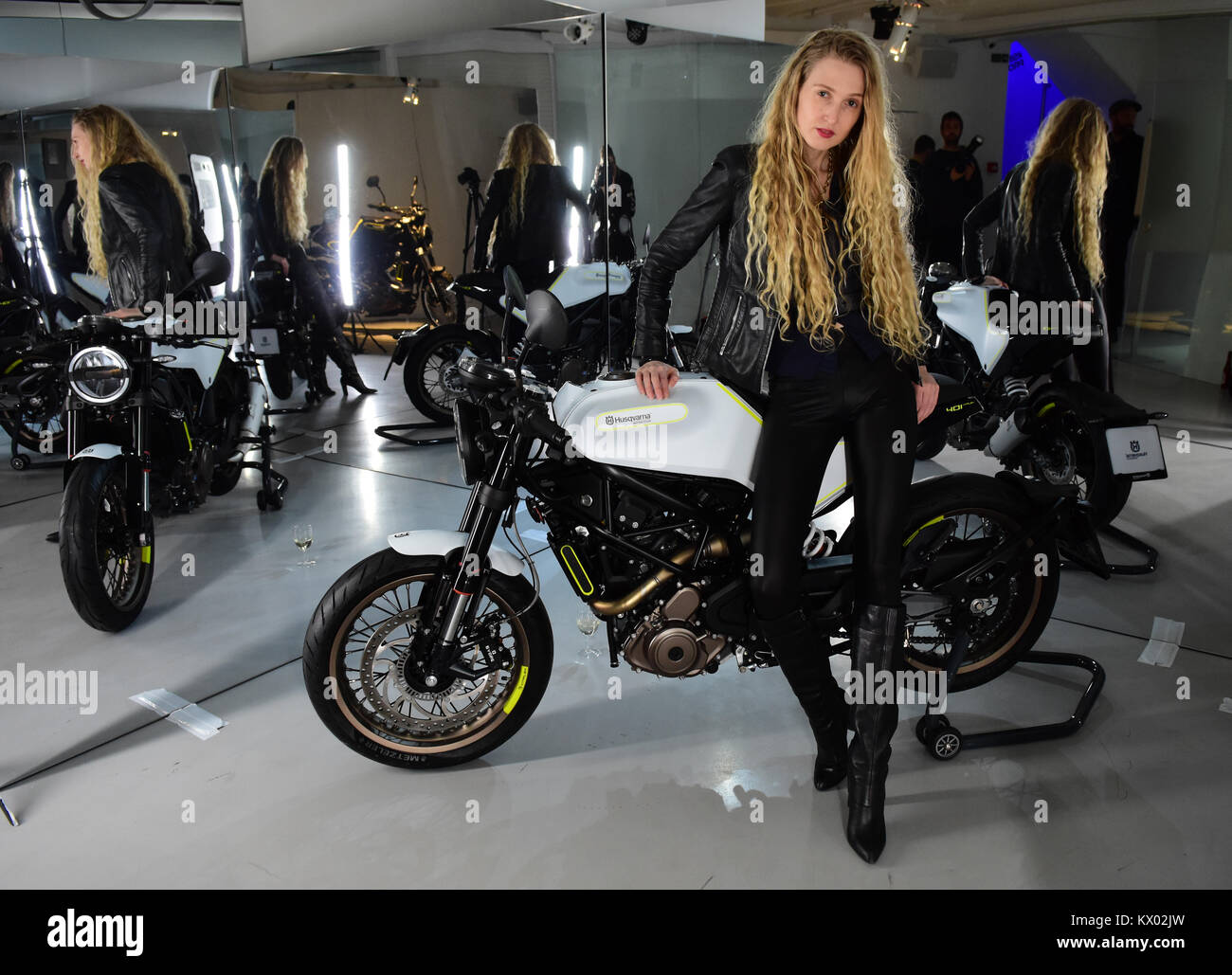 Husqvarna launches new motorcycle range in London Featuring: Tamara ...