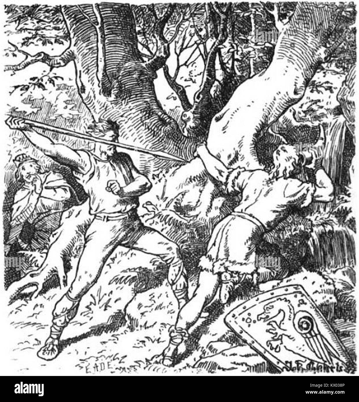 Johannes Gehrts' painting 'Siegfried’s Tod' (Siegfried's Death) depicts ...