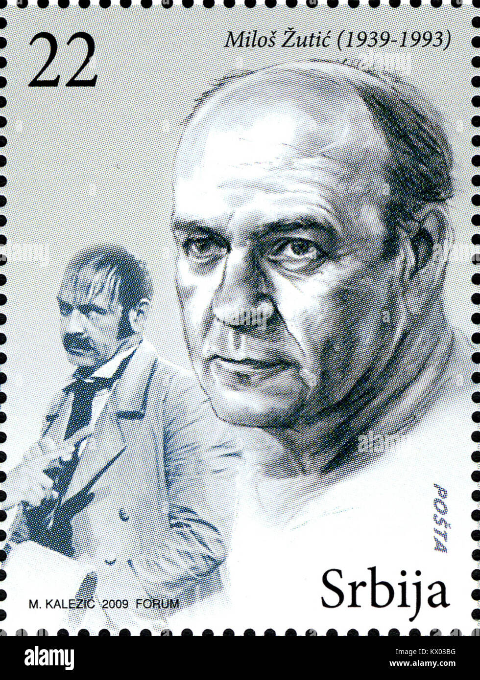 This 2009 Serbian stamp features an image related to Milos Zutic ...