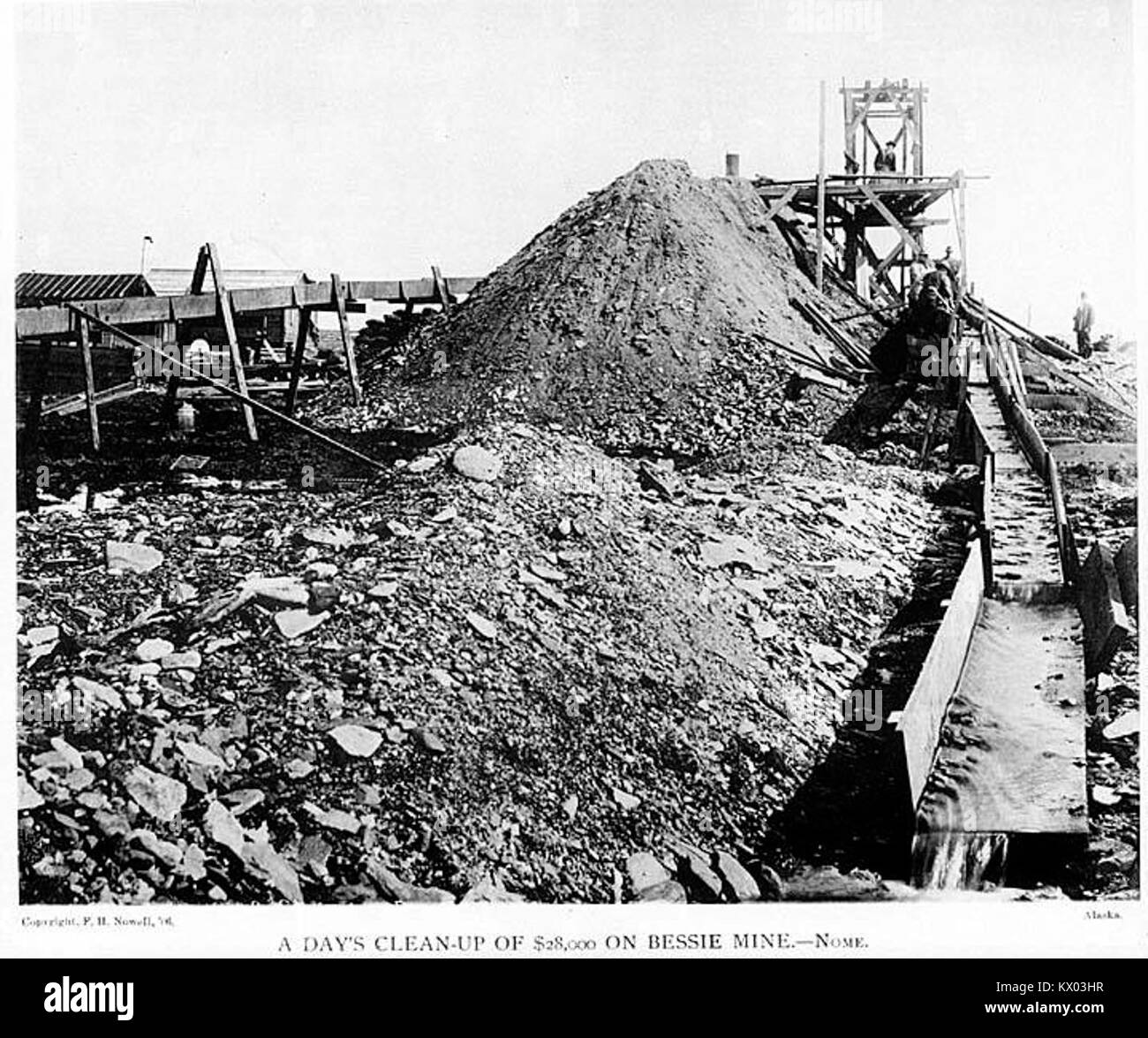 Mining operation, Bessie Mine, Nome, ca 1906 (NOWELL 259 Stock Photo ...