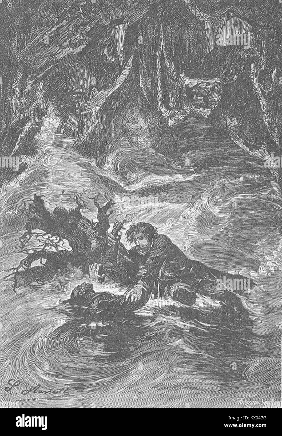 A depiction of a scene from the novel *Mathias Sandorf*, illustrated by ...