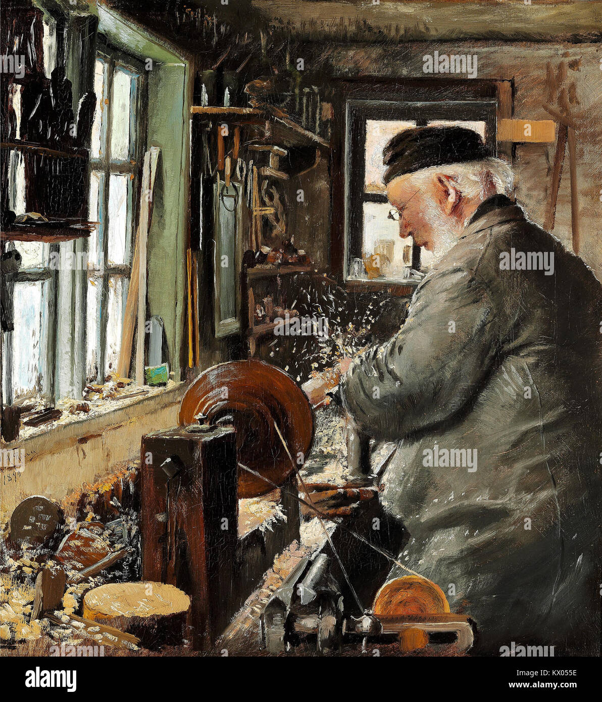 L. A. Ring's 'En Drejer ved sin Drejebänk' (The Potter at His Wheel) is ...